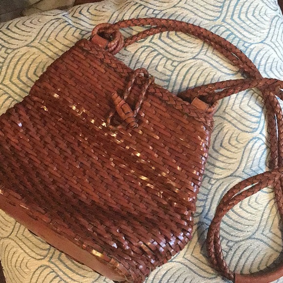 Vintage | Bags | Vintage Woven Leather Bucket Bag | Poshmark